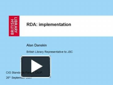RDA: implementation presentation | free to download