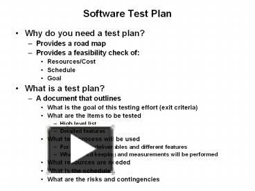 Software Test Plan presentation | free to view