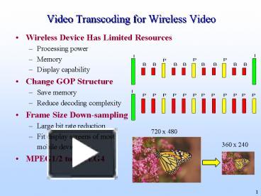 PPT – Video Transcoding for Wireless Video PowerPoint presentation ...