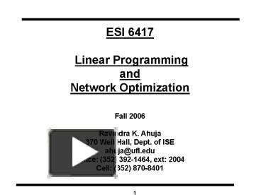 NETWORK FLOWS AND COMBINATORIAL OPTIMIZATION presentation | free to view
