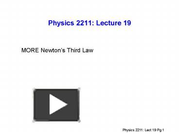Physics 2211: Lecture 19 presentation | free to view