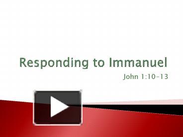 Responding to Immanuel presentation | free to view