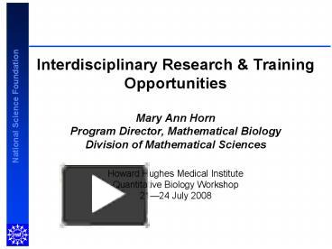 Interdisciplinary Research presentation | free to download