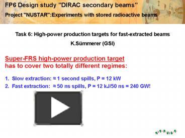 PPT – FP6 Design study "DIRAC secondary beams" Project "NUSTAR ...