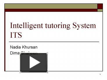 Intelligent tutoring System ITS presentation | free to view