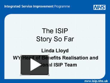 The ISIP Story So Far presentation | free to view