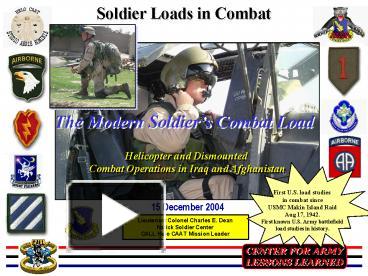 PPT – The Modern Soldiers Combat Load PowerPoint presentation | free to ...