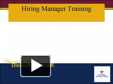 Hiring Manager Training presentation | free to view