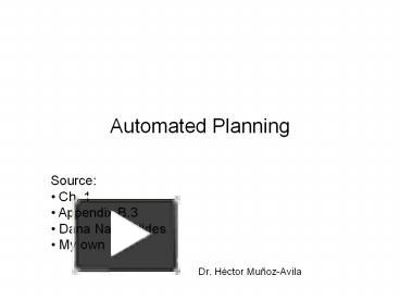 PPT – Automated Planning PowerPoint presentation | free to download ...