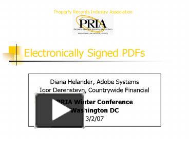 PPT – Electronically Signed PDFs PowerPoint presentation | free to view ...