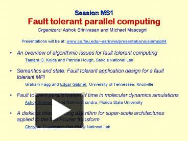 PPT – Fault tolerant parallel computing PowerPoint presentation | free ...