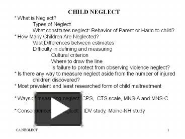 CHILD NEGLECT presentation | free to view