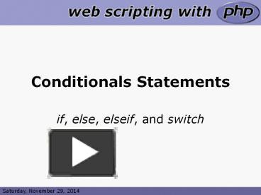PPT – Conditionals Statements PowerPoint presentation | free to view ...