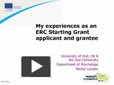 PPT – My experiences as an ERC Starting Grant applicant and grantee ...