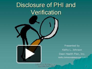 PPT – Disclosure of PHI and Verification PowerPoint presentation | free ...