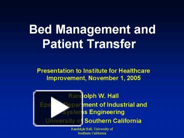 Bed Management and Patient Transfer presentation | free to view