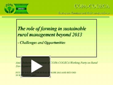 Role of farming in sustainable rural management presentation | free to view