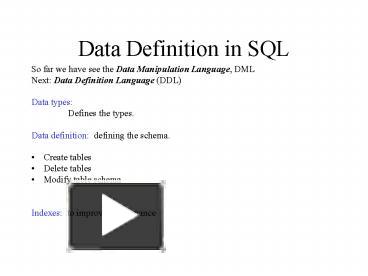 Data Definition in SQL presentation | free to view