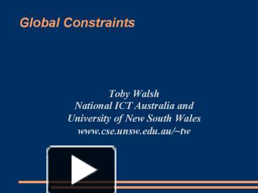 PPT – Global Constraints PowerPoint presentation | free to download ...