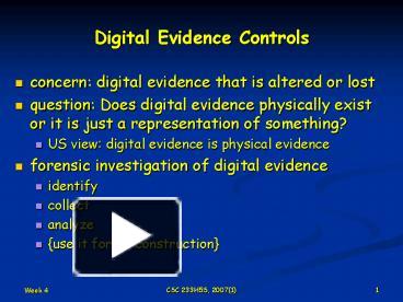 Digital Evidence Controls presentation | free to view