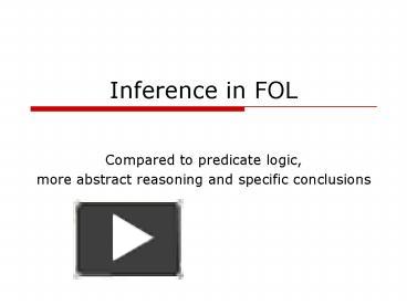 Inference in FOL presentation | free to view