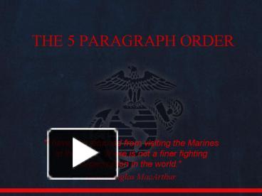 THE 5 PARAGRAPH ORDER presentation | free to view