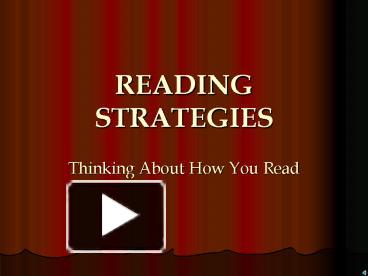 READING STRATEGIES presentation | free to view