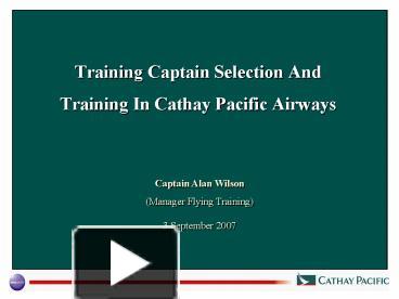 Training Captain Selection And Training In Cathay Pacific Airways ...