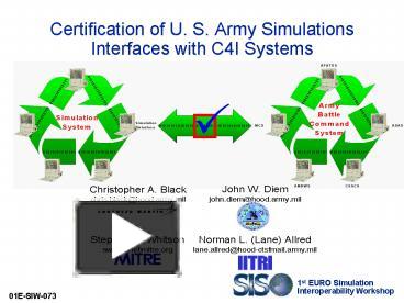 Certification of U' S' Army Simulations Interfaces with C4I Systems ...