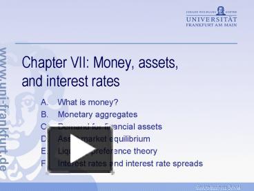 PPT – Chapter VII: Money, assets, and interest rates PowerPoint ...