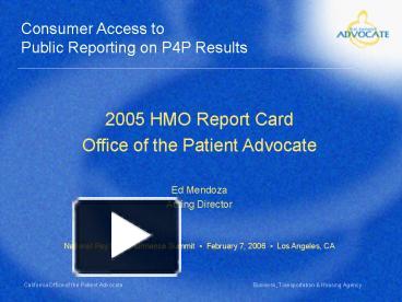 PPT – 2005 HMO Report Card PowerPoint presentation | free to download ...