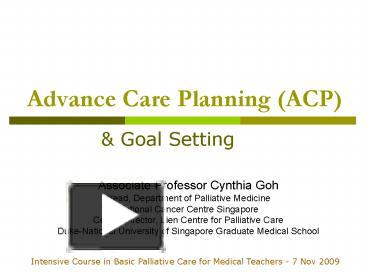 PPT – Advance Care Planning ACP PowerPoint presentation | free to view ...