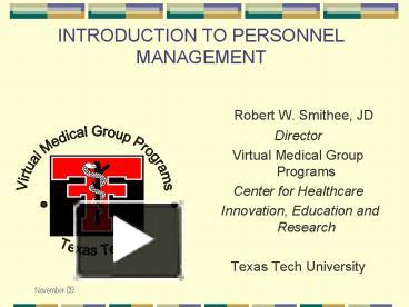 INTRODUCTION TO PERSONNEL MANAGEMENT presentation | free to view