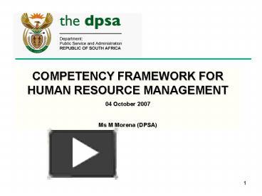COMPETENCY FRAMEWORK FOR HUMAN RESOURCE MANAGEMENT presentation | free ...