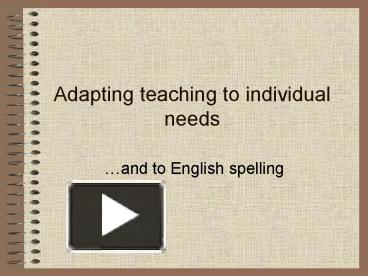 PPT – Adapting teaching to individual needs PowerPoint presentation ...