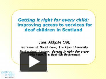 PPT – Getting it right for every child: improving access to services ...