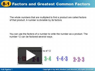 PPT – The whole numbers that are multiplied to find a product are ...