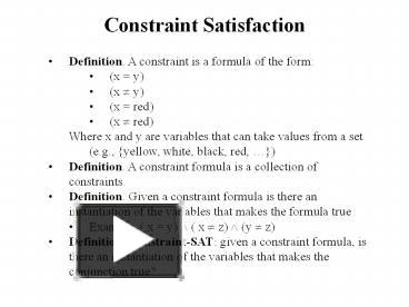PPT – Constraint Satisfaction PowerPoint presentation | free to ...