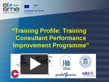 PPT – Training Profile: Training Consultant Performance Improvement ...