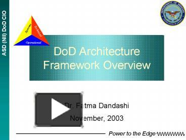 PPT – DoD Architecture Framework Overview PowerPoint presentation ...