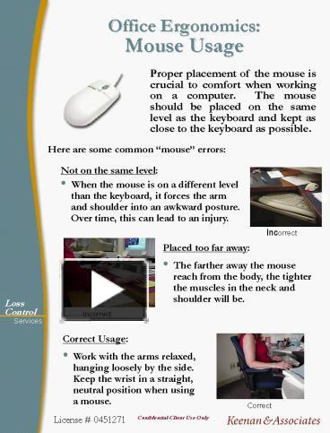 Office Ergonomics: Mouse Usage presentation | free to view