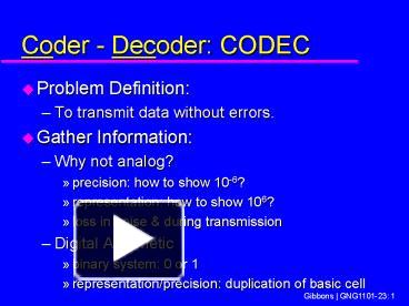 PPT – Coder Decoder: CODEC PowerPoint presentation | free to view - id ...