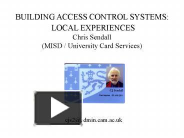 BUILDING ACCESS CONTROL SYSTEMS: presentation | free to view