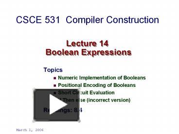 PPT – Lecture 14 Boolean Expressions PowerPoint presentation | free to ...