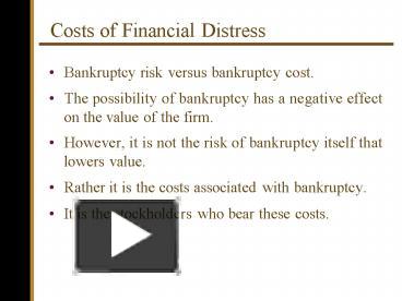 Costs of Financial Distress presentation | free to view