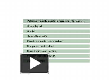 PPT – Patterns typically used in organizing information: PowerPoint ...