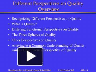 Different Perspectives on Quality Overview presentation | free to view