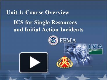 PPT – Unit 1: Course Overview ICS for Single Resources and Initial ...
