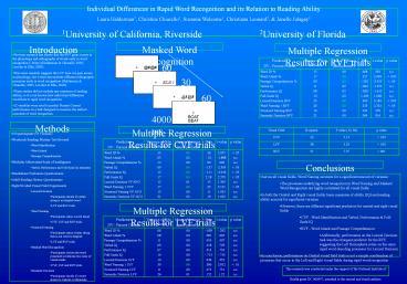 Individual Differences in Rapid Word Recognition and its Relation to ...
