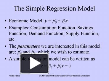 The Simple Regression Model presentation | free to view